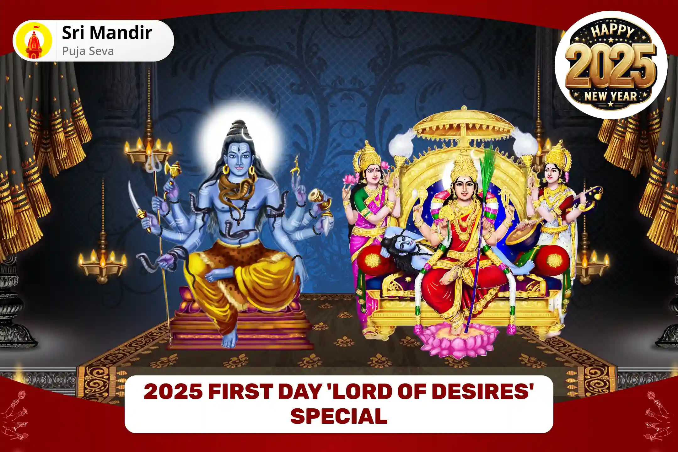 2025 First Day 'Lord of Desires' Special Kameshwar Mahadev Panchamrit Rudrabhishek and Tripura ...
